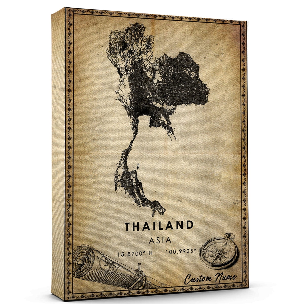 Thailand Map Poster, Thailand country road Map Art Poster, Canvas ...