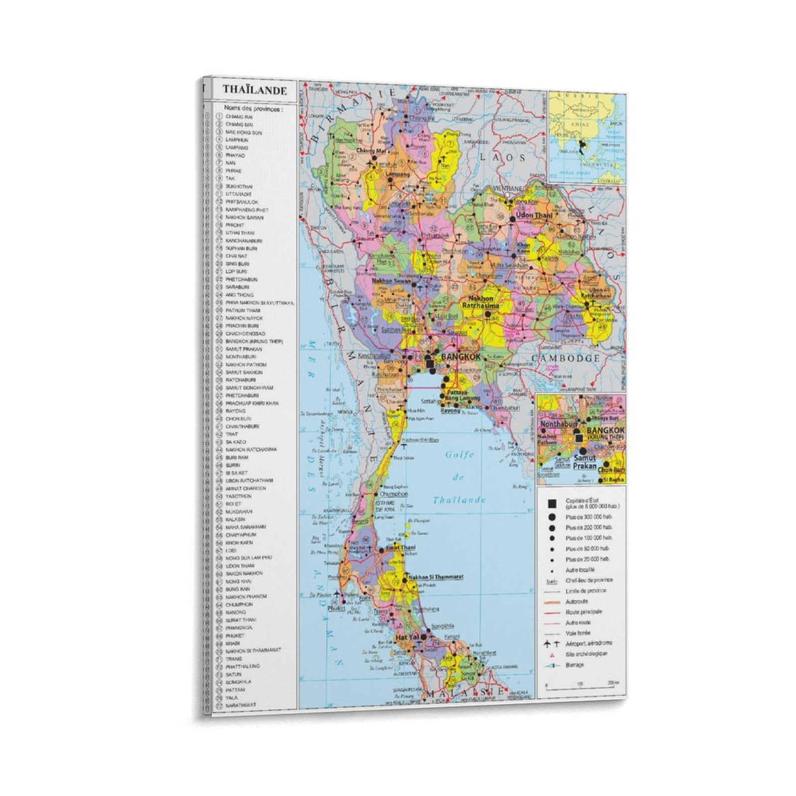 Thailand Map Posters Poster Decorative Painting Canvas Wall Art Living ...