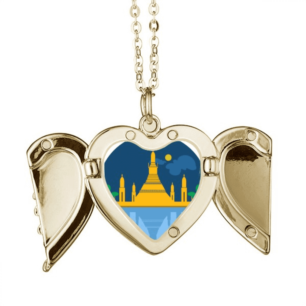 Thailand Special Temple Shield Folded Wings Peach Heart Pendant ...