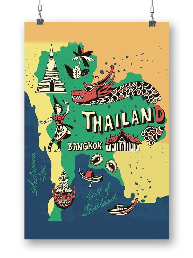 Thailand Tourism Map Poster - Image by Shutterstock, - Walmart.com