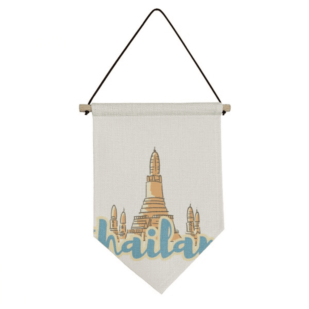 Thailand Wat Haw Pha Kaew Illustration Canvas Flag Hanging Wall Art ...