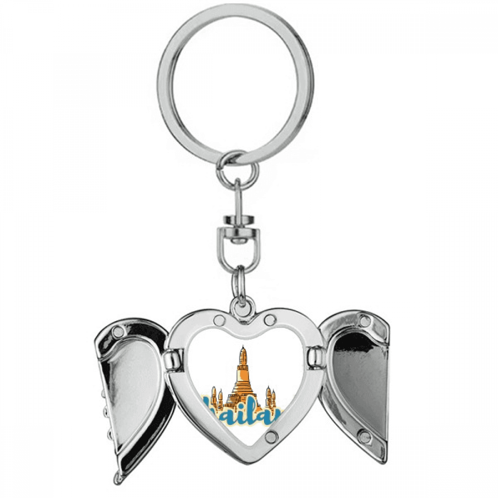 Thailand Wat Haw Pha Kaew Illustration Heart Angel Wing Key Chain ...