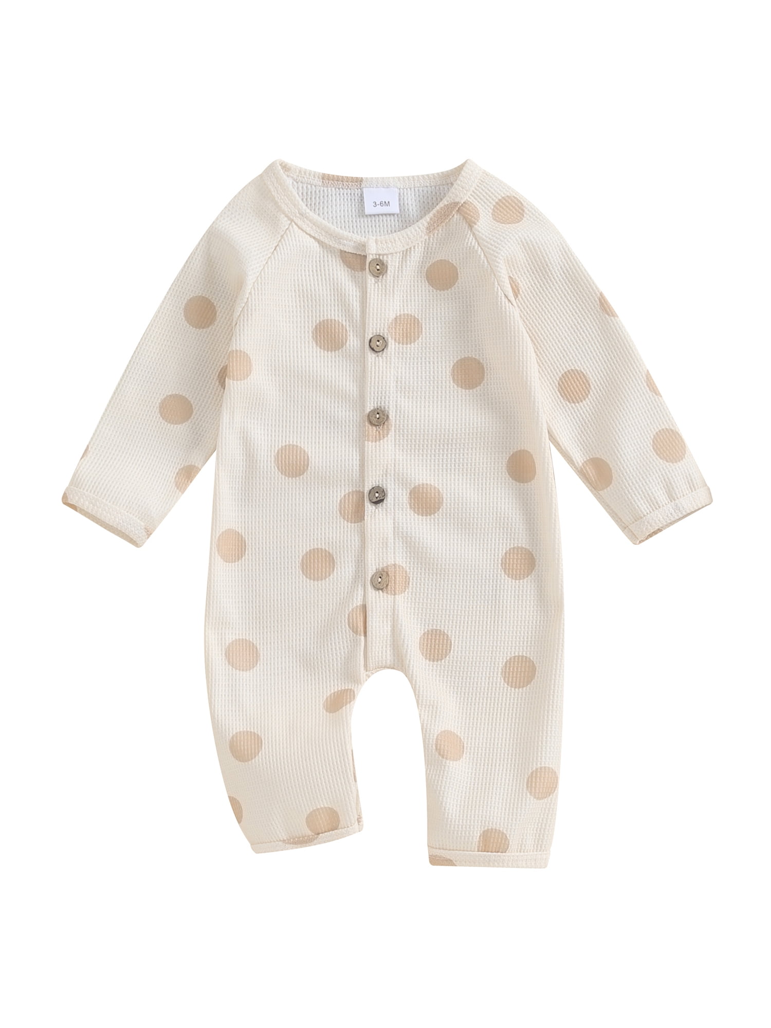 Thaisu Baby Jumpsuit, Long Sleeve Crew Neck Dots Print Fall Romper ...