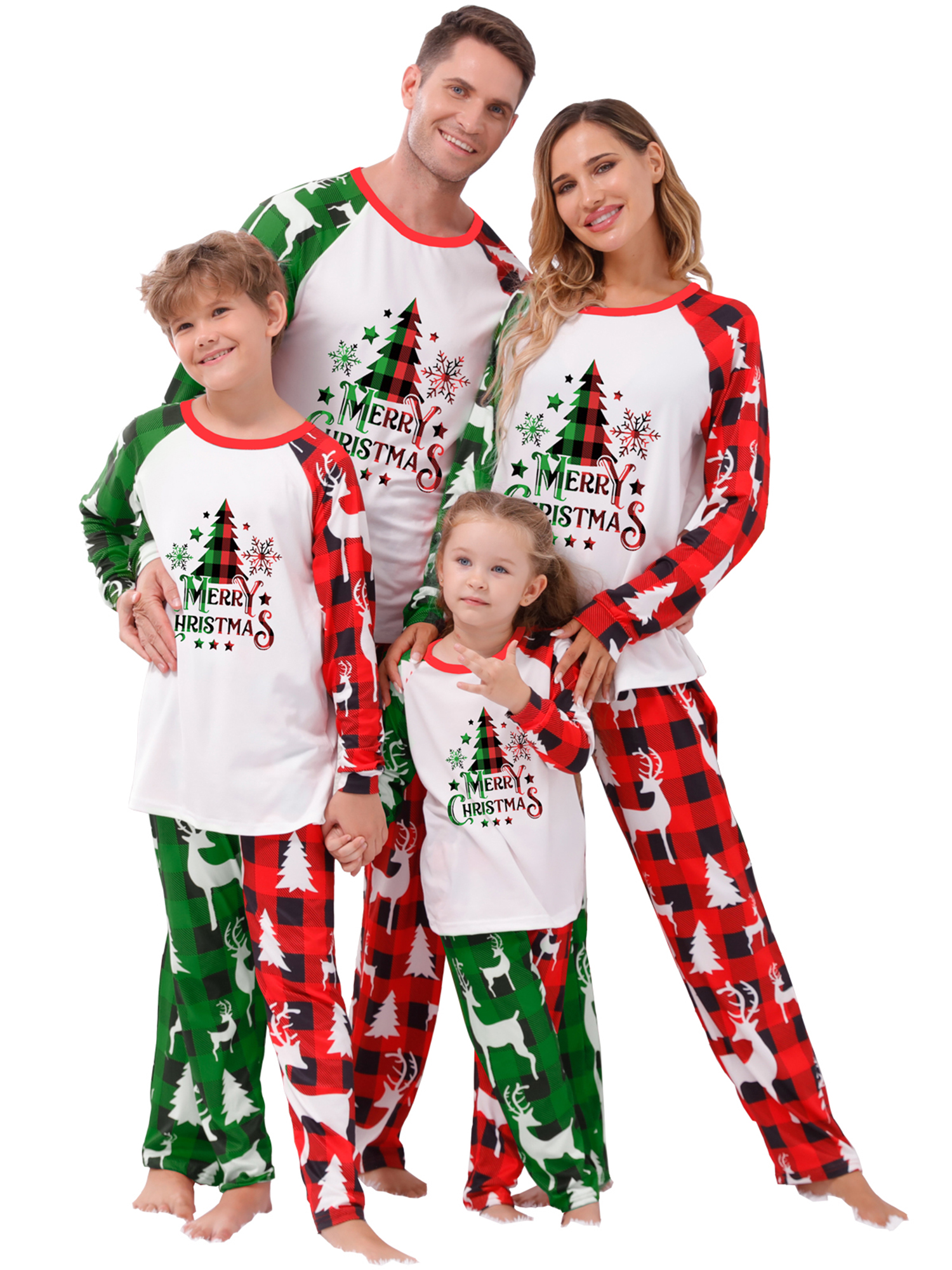 Thaisu Christmas Family Pajamas Matching Sets Plaid Xmas Sleepwear for ...