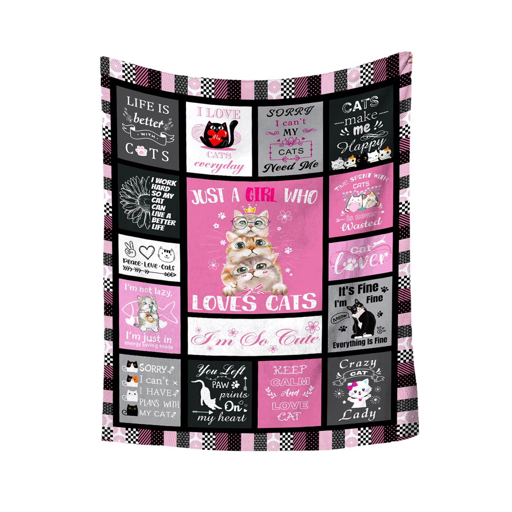 Thaisu Cute Throw Blankets Cartoon Panda Cat Fish Cow Print Flannel ...