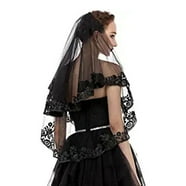 Black Lace Wedding Veil for Women, Bridal Cosplay, Haunted Mansion ...