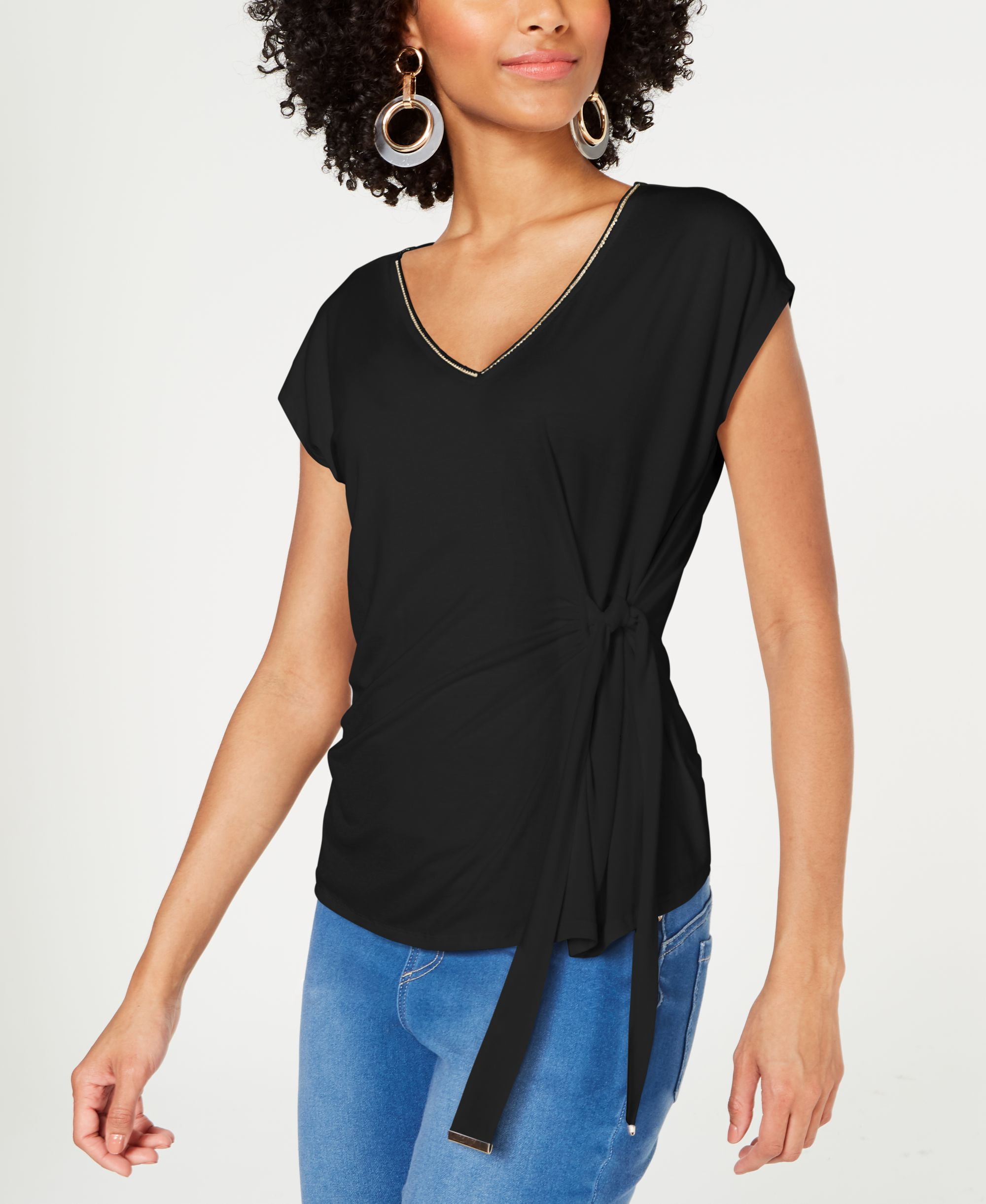Thali Sodi Embellished Tie-Waist Top Black S - Walmart.com