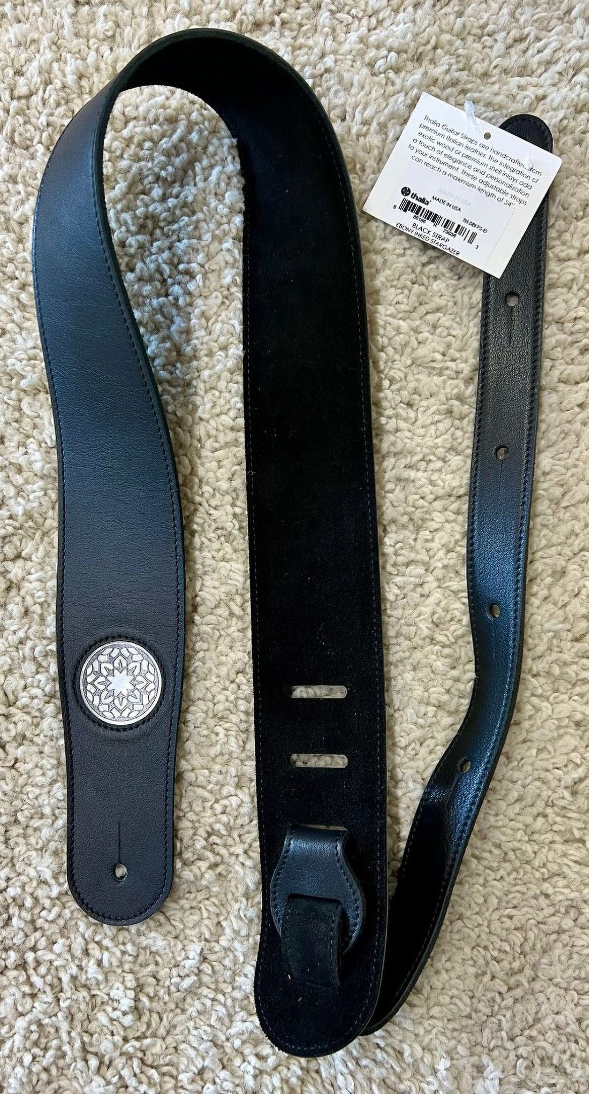 Thalia Premium Black Leather Strap w/Ebony Inked Pearl Stargazer Inlay ...