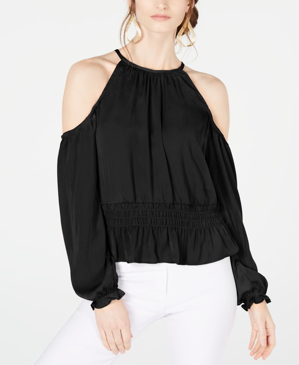 Thalia Sodi Womens Smocked Cold Shoulder Top Black Size Xx Large