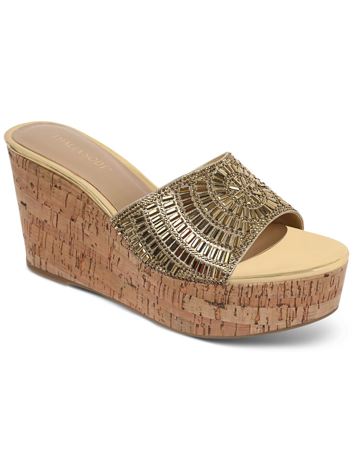 Thalia Sodi Womens Jae Faux Suede Slip-On Wedge Sandals - Walmart.com