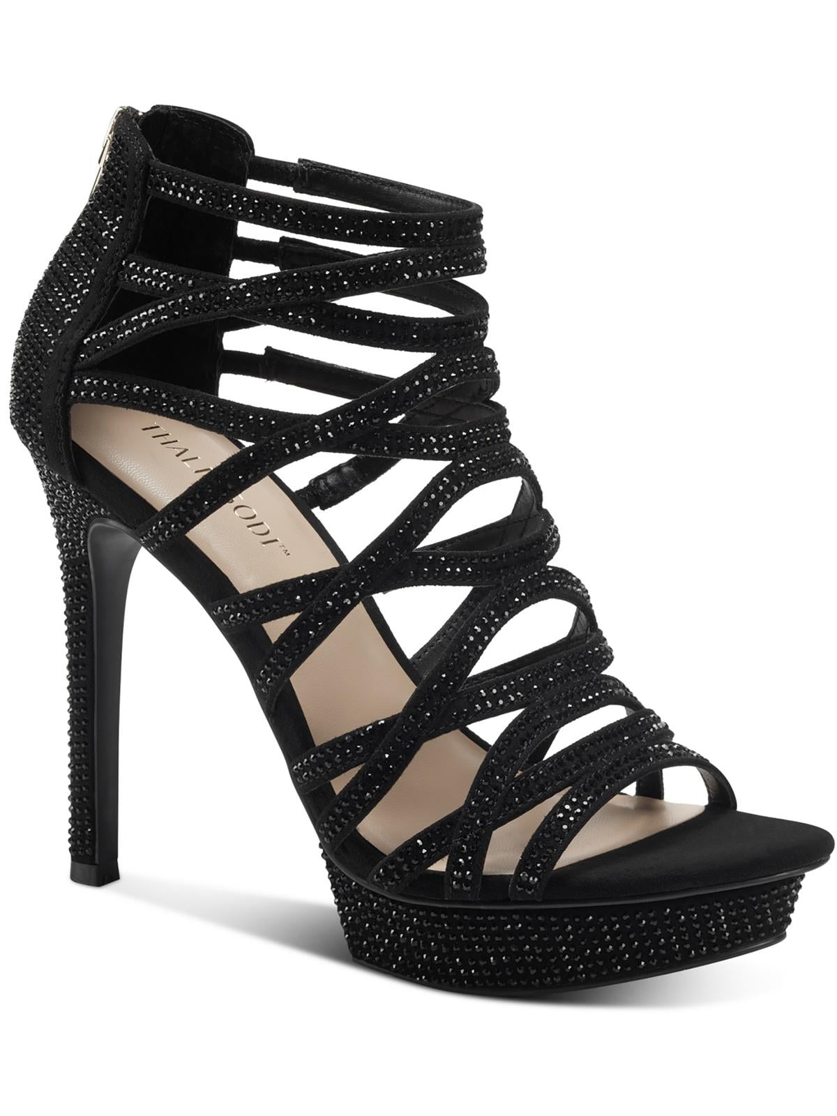 Thalia Sodi Womens Silvia Rhinestone Caged Platform Sandals - Walmart.com
