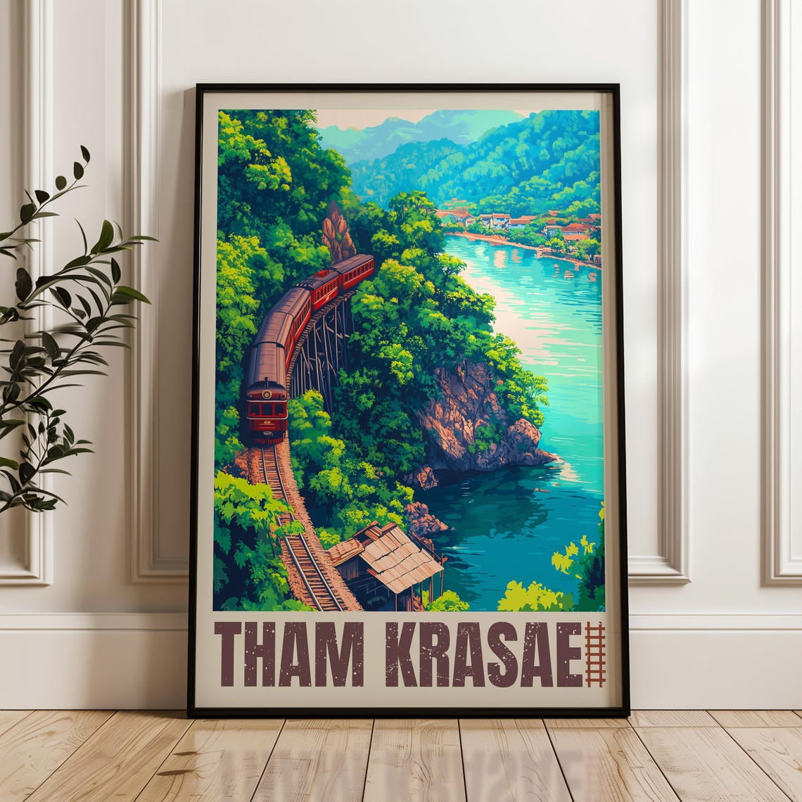 Tham Krasae Travel Poster - Thailand Wall Art Print, Death Railway Wampo Home & Office Decor ...