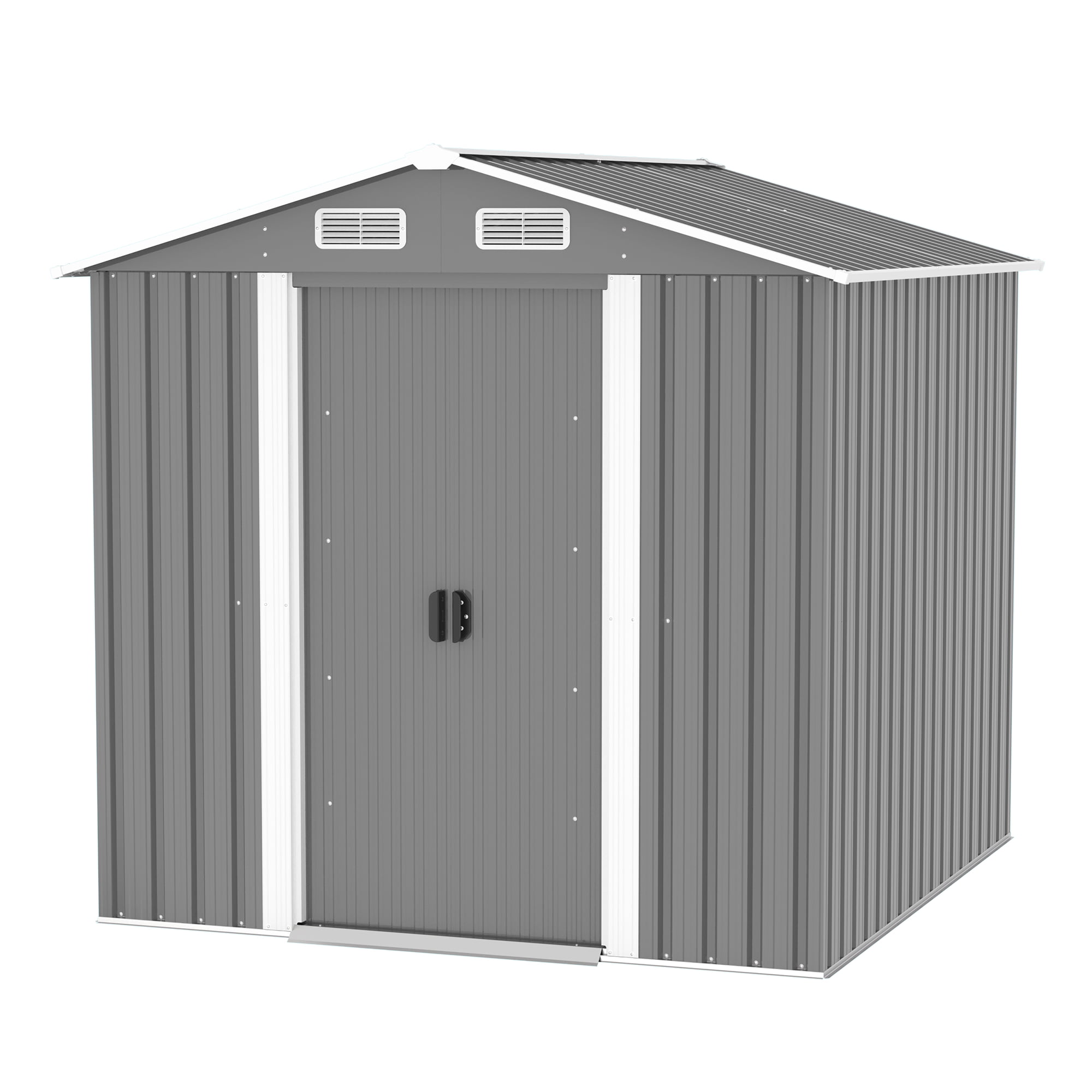 Thanaddo 6x6 FT Galvanized Outdoor Storage Shed, Utility House with ...
