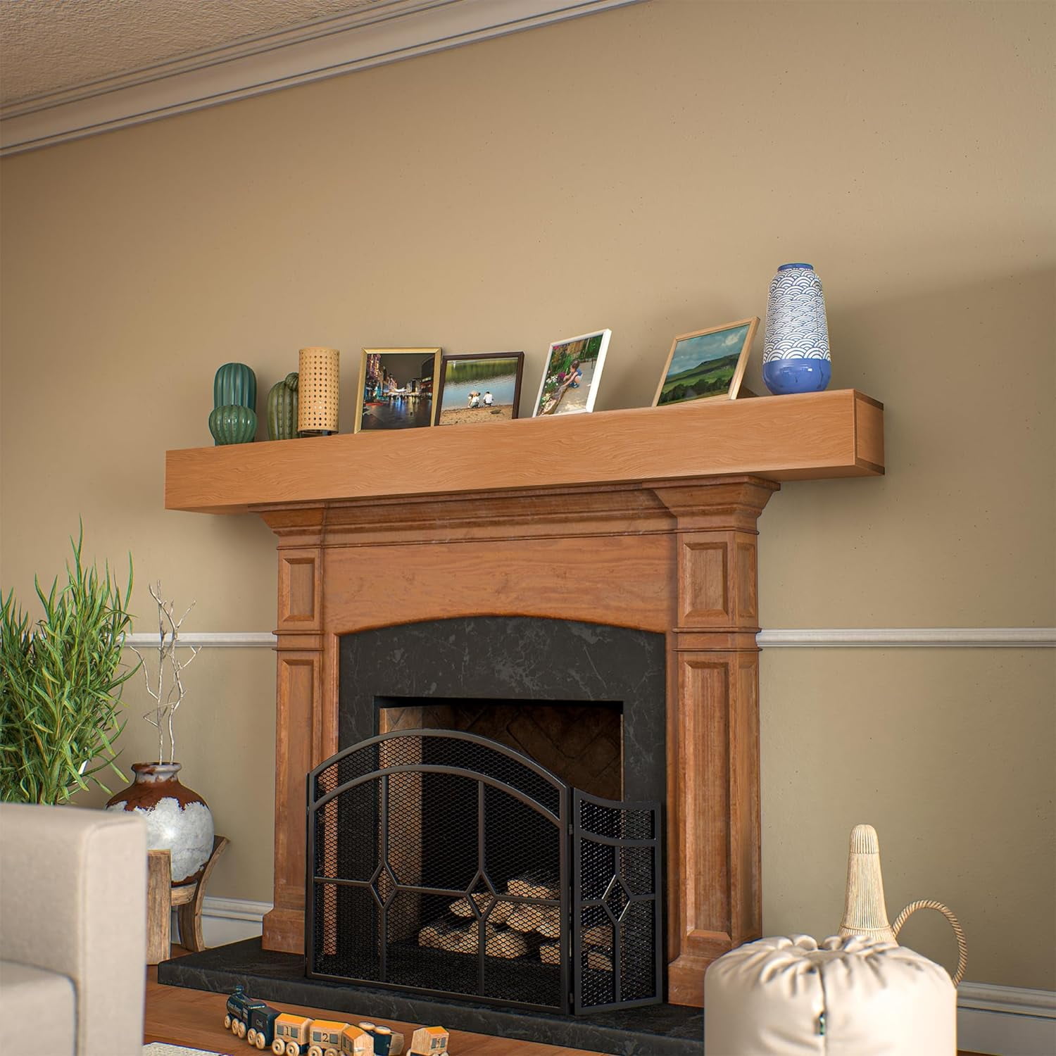 Thanaddo Fireplace Mantel 60 Inch Wall Mounted Floating Farmhouse Shelf ...