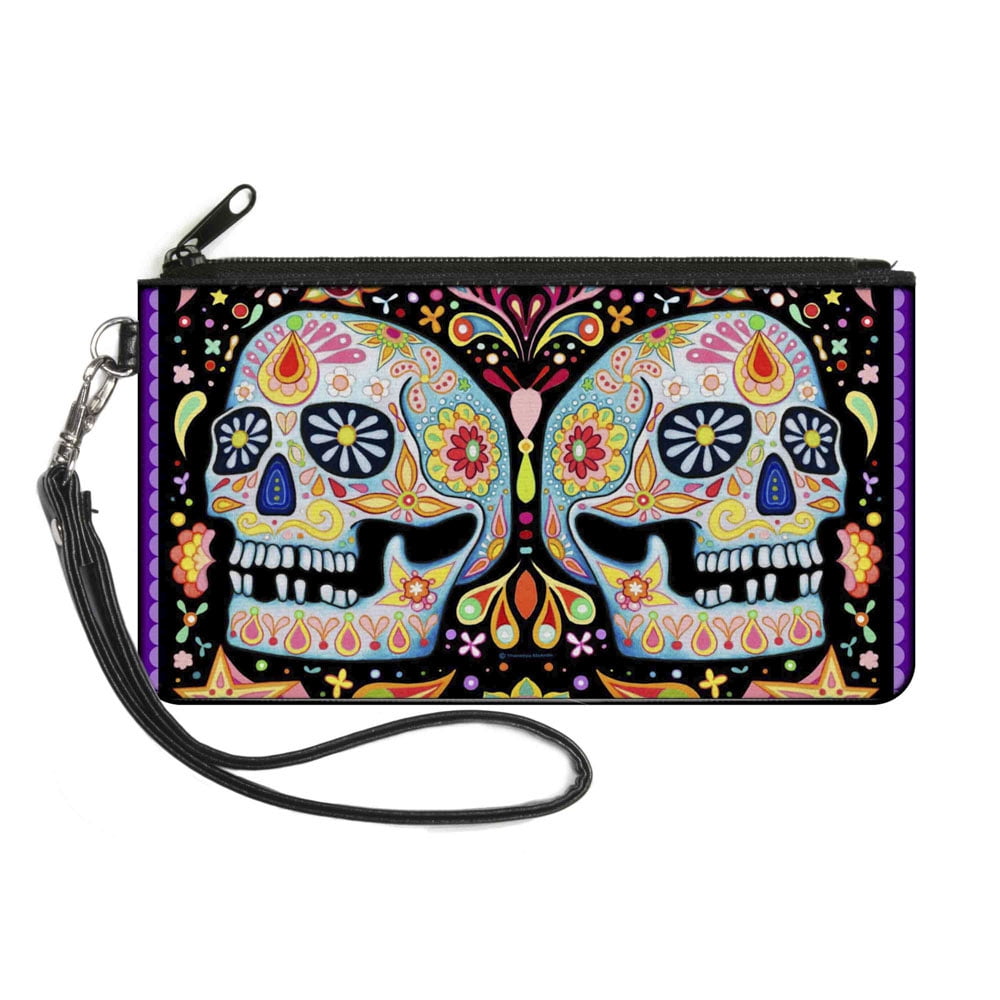 Thaneeya McArdle Wallet, Zip Pouch, Twin Calaveras Floral Collage Black ...