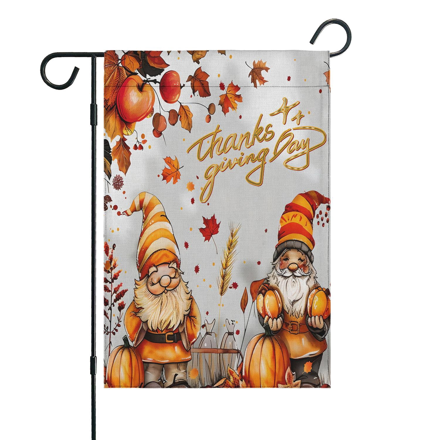 Thangksgiving Outdoor Flag Linen Welcome Thanksgiving Gnome Fall Yard ...