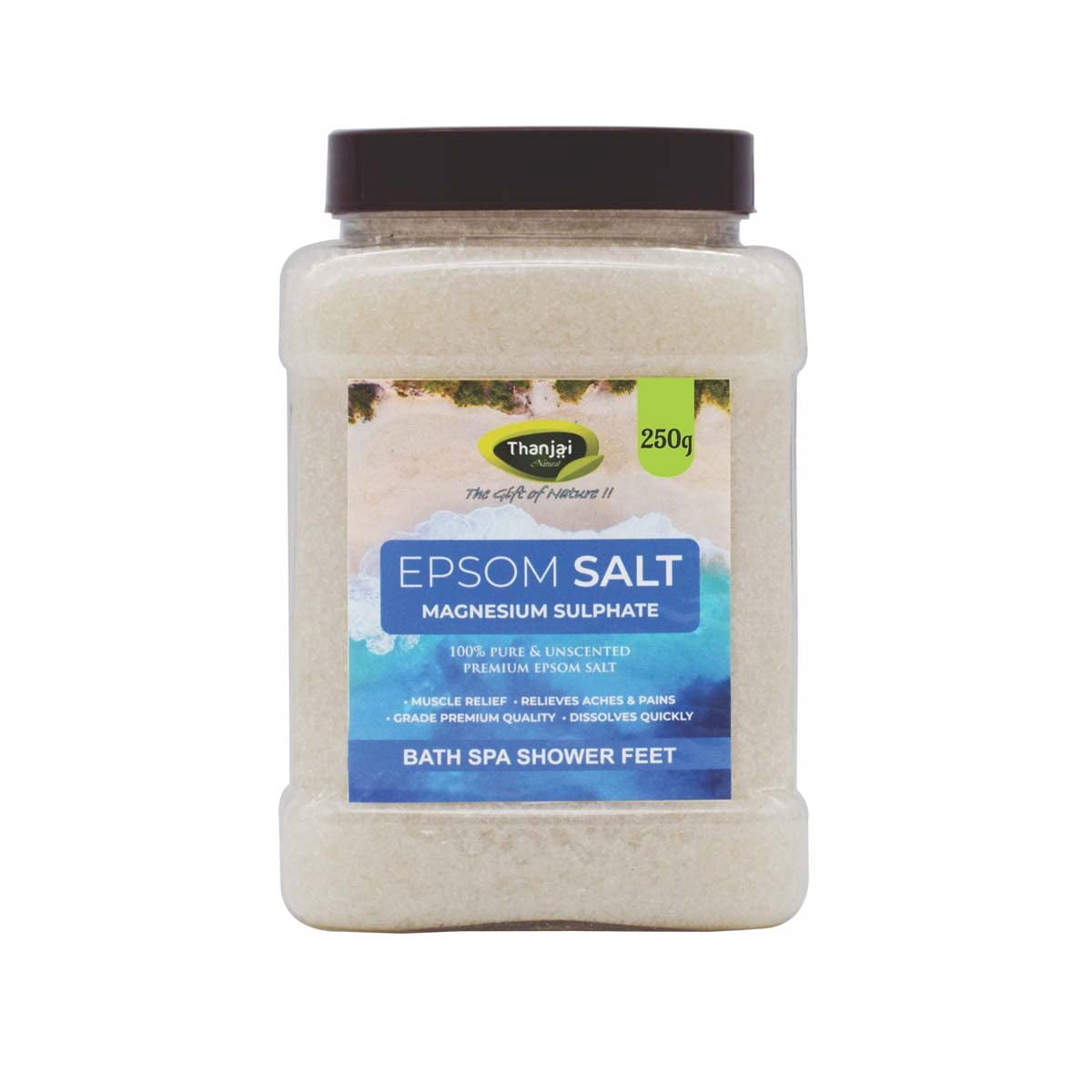 Thanjai Natural Epsom Bath Salt 250g Jar for Muscle Relief Relieves ...