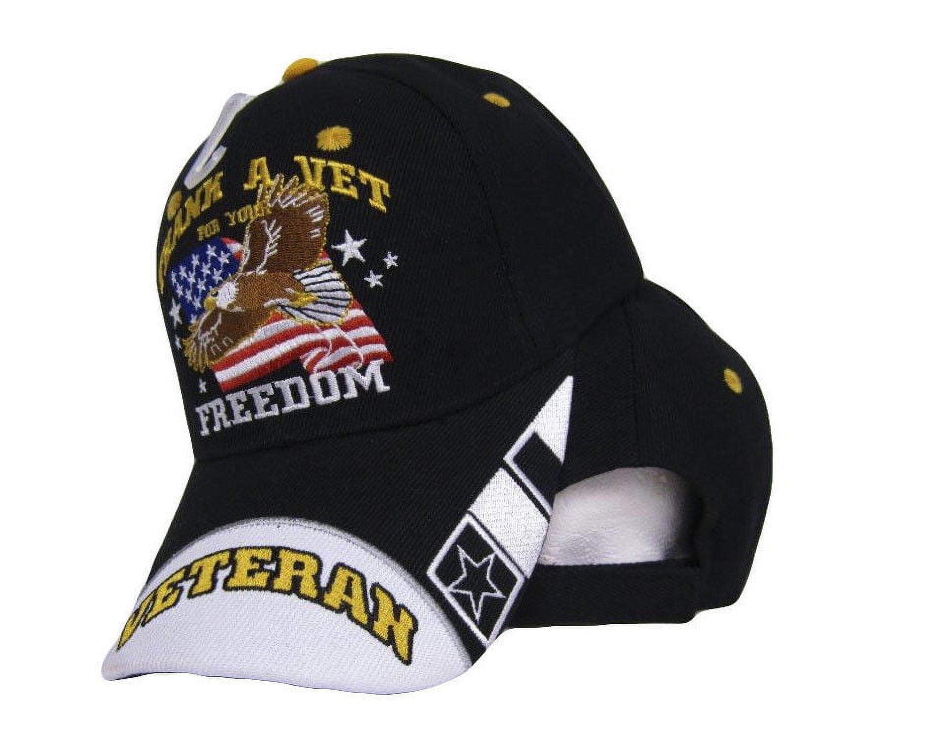 Thank A Vet For Your Freedom Veteran Eagle Flag Black Embroidered Ball ...