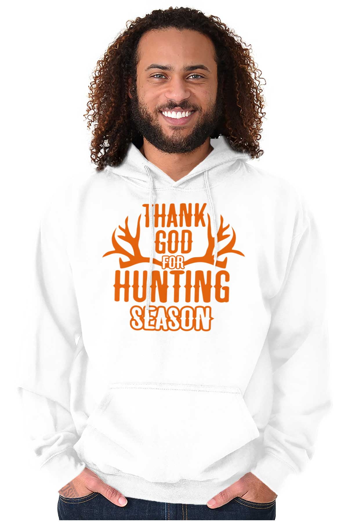 Thank God For Hunting Season Antlers Unisex Plus Fleece Graphic Hoodie ...