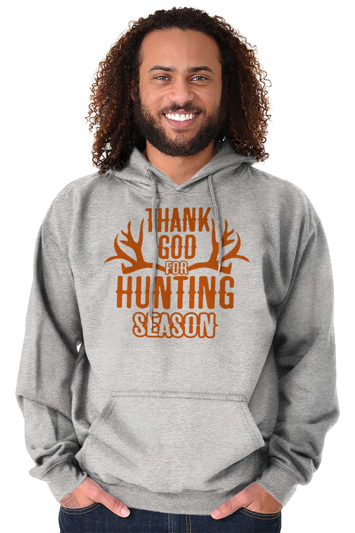 Thank God For Hunting Season Antlers Unisex Plus Fleece Graphic Hoodie ...