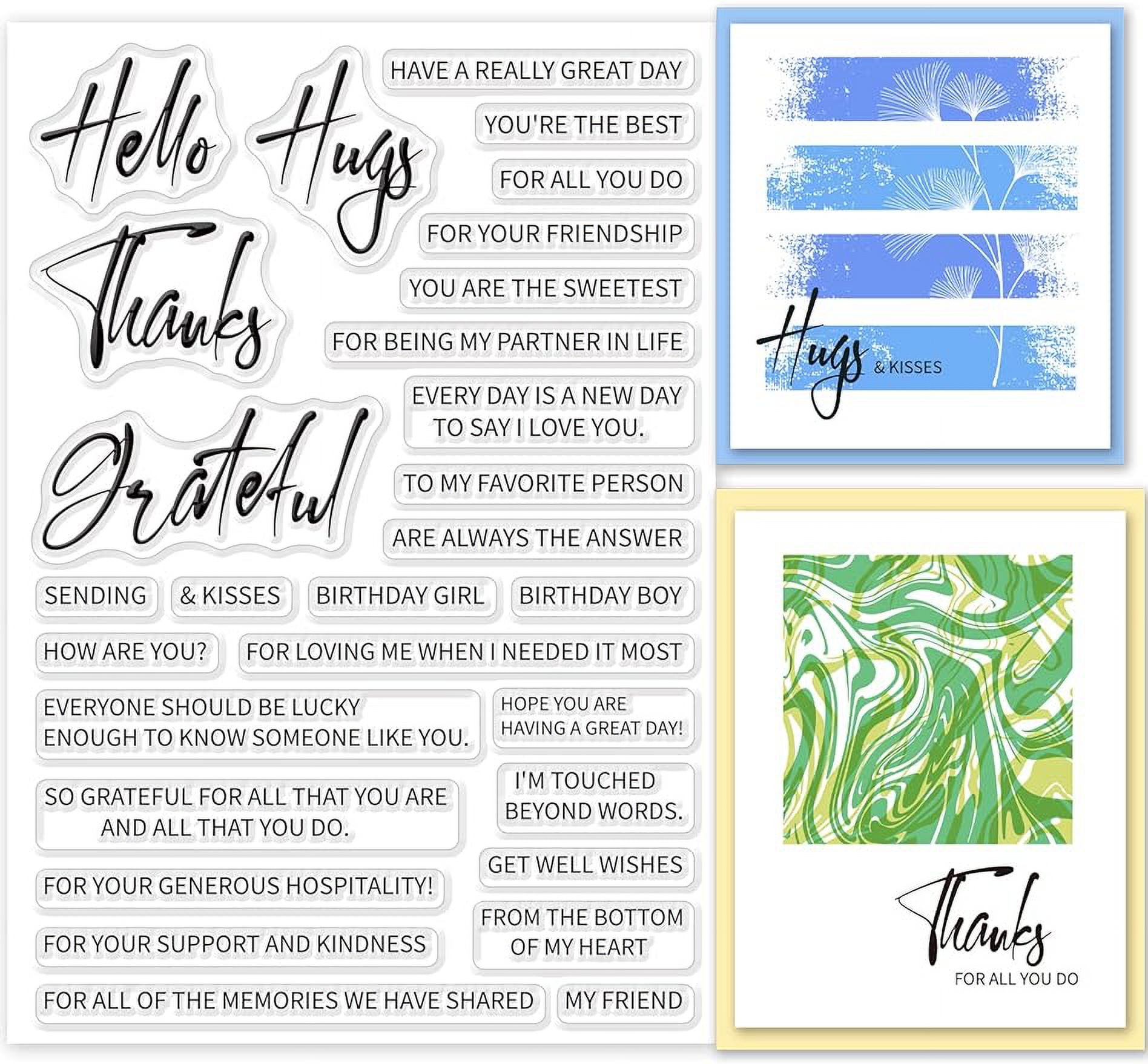 Thank Words Clear Stamps Greetings Blessings Text Silicone Clear Stamp ...