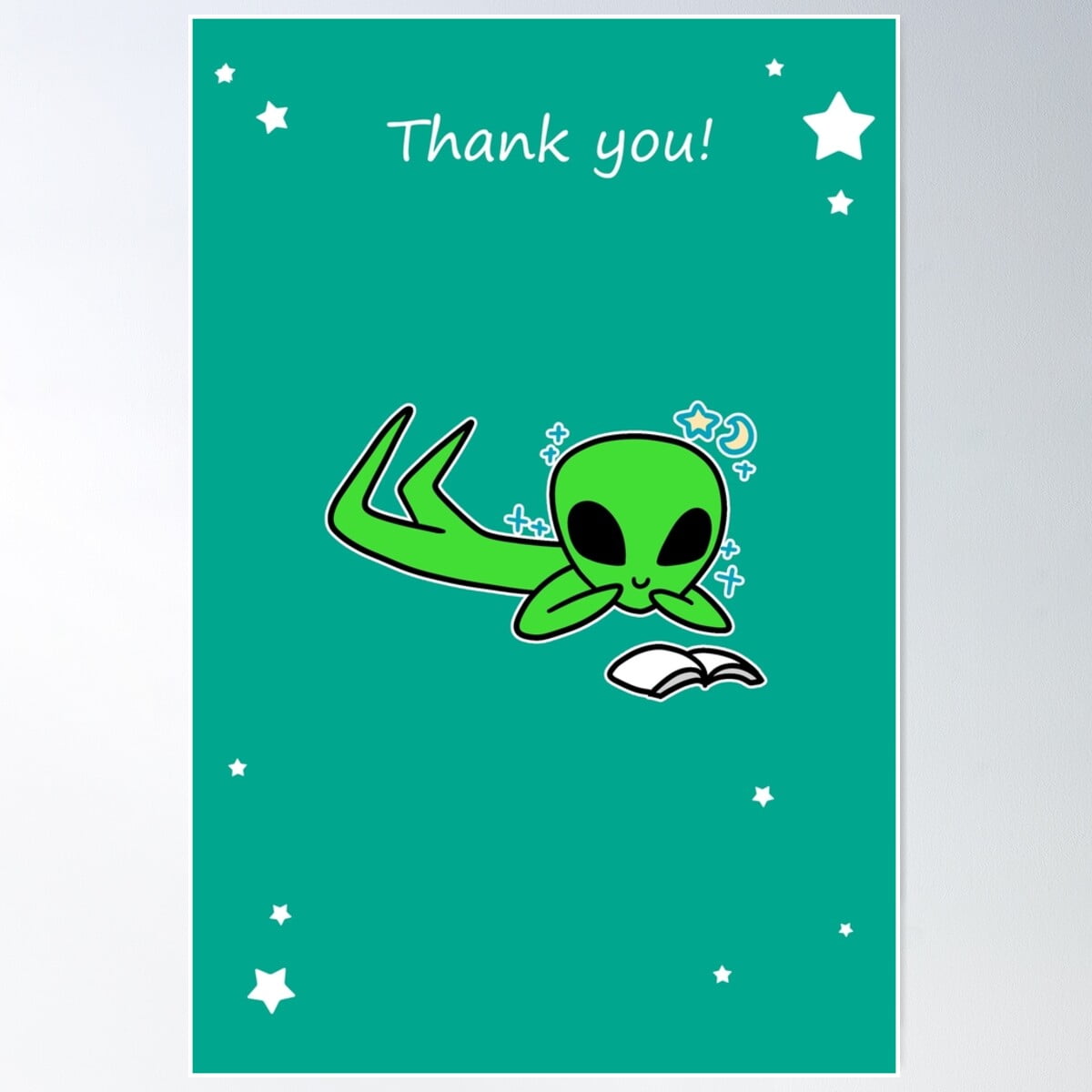 Thank You - Alien Reading Poster Wall Art, Modern Wall Decor For Living ...