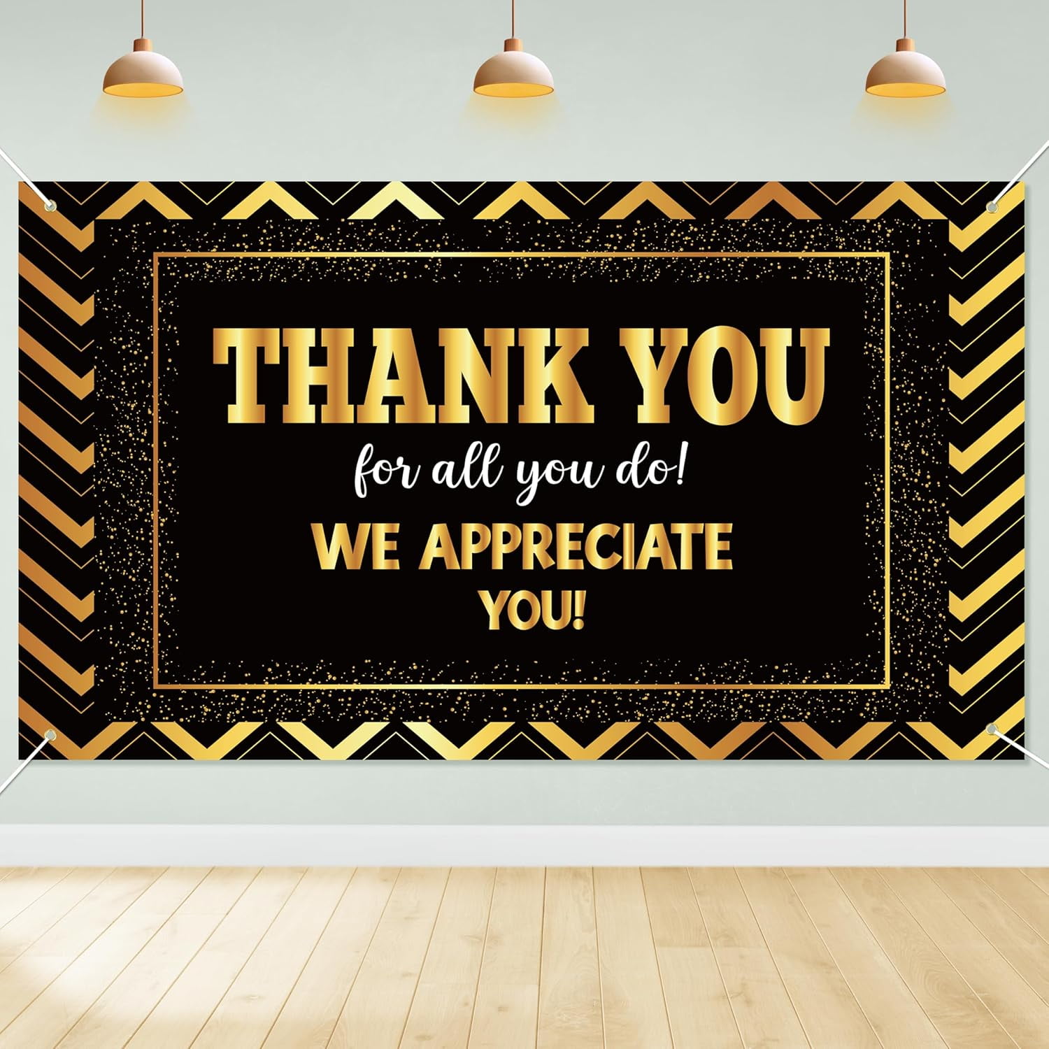 Thank You for All You Do Backdrop Banner, Black Gold Employee ...