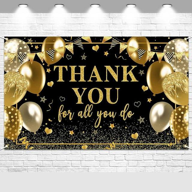 Thank You for All You Do Banner Backdrop Gold Black Thank You Party ...