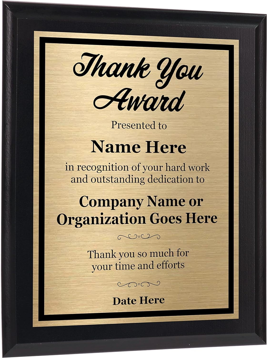 Thank You Award Plaque 8x10 Personalized Gift for Employee Appreciation ...