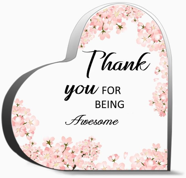 Thank You For Being Awesome Sign Acrylic Heart Inspirational Quotes ...