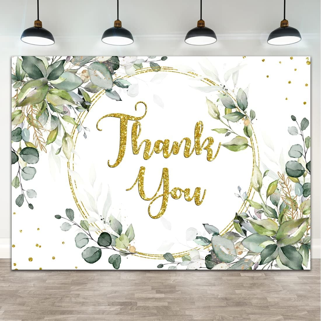 Thank You Backdrop Graduation Green Leaves Golden Ring Photography ...