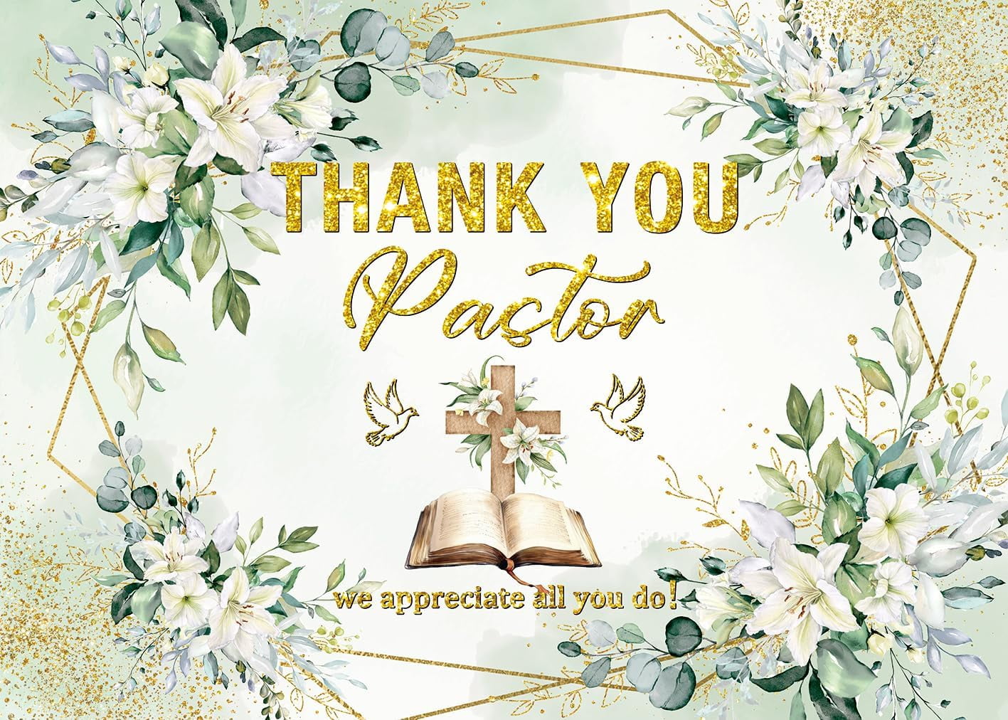 Thank You Backdrop Pastor Appreciation Day Decorations Banner for ...