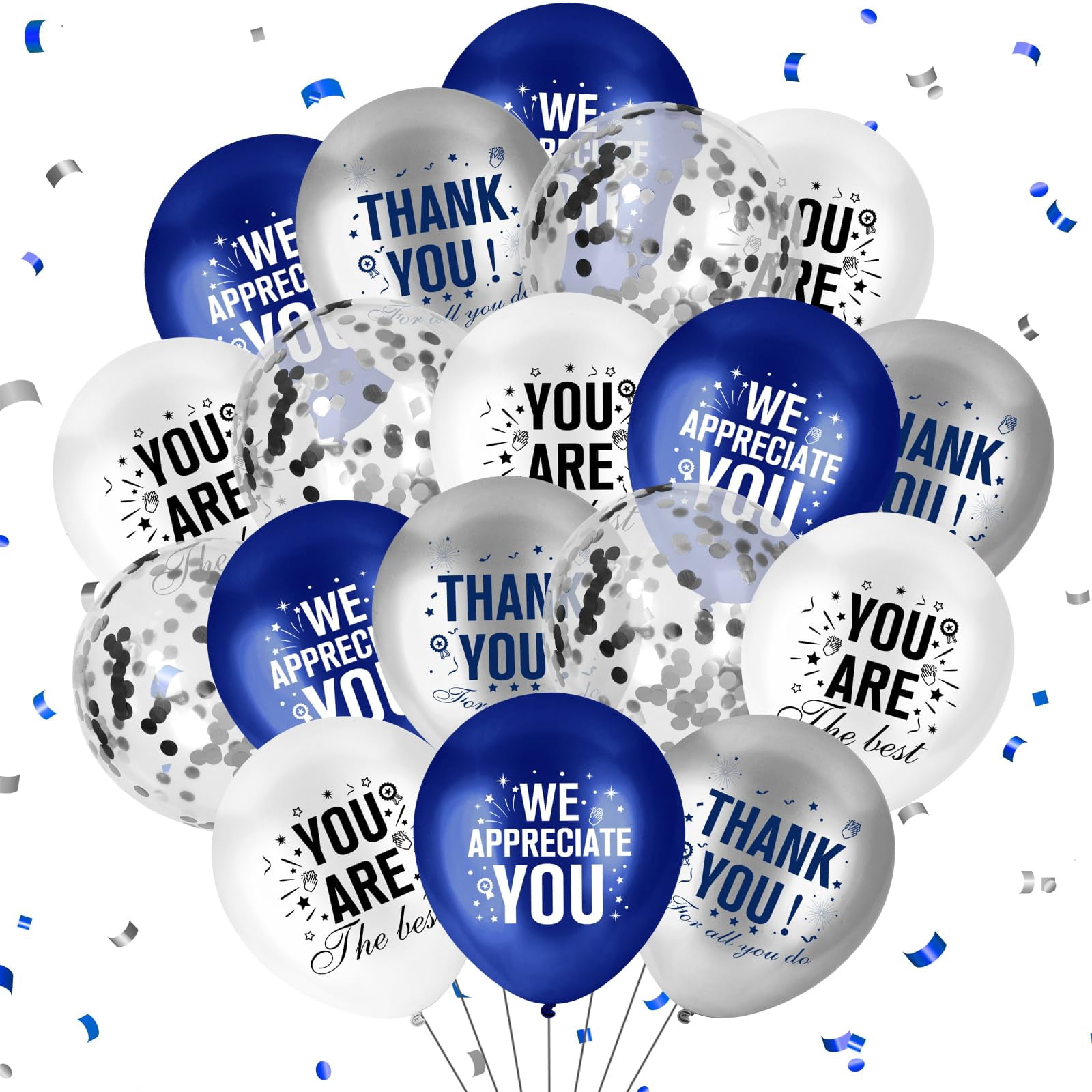 Thank You Balloons We Appreciate You Decorations Blue and Silver ...