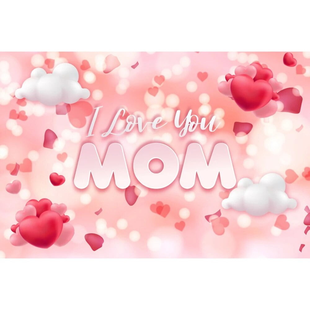Thank You Best Mom Happy Mother's Day Photo Backdrop 3D Balloons Pink ...