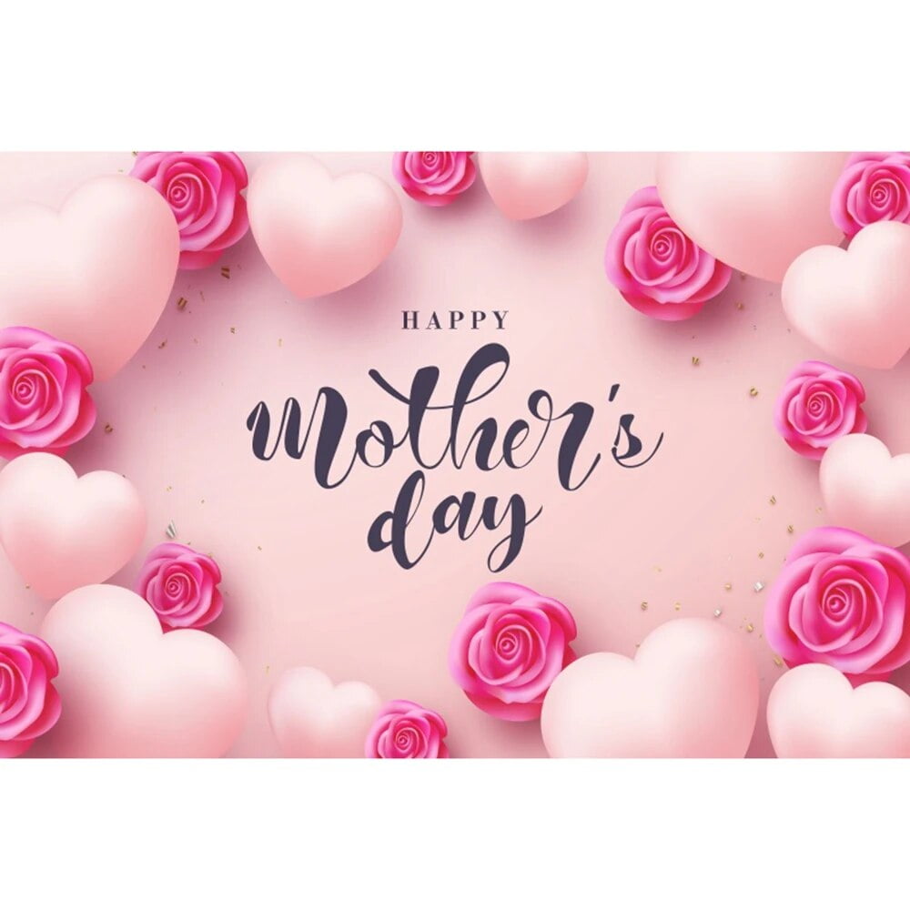 Thank You Best Mom Happy Mother's Day Photo Backdrop 3D Balloons Pink ...