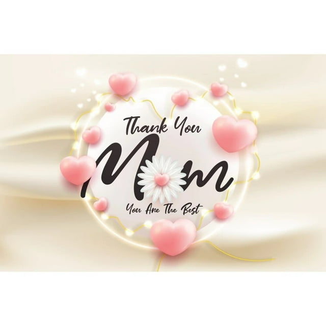 Thank You Best Mom Happy Mother's Day Photo Backdrop 3D Balloons Pink ...