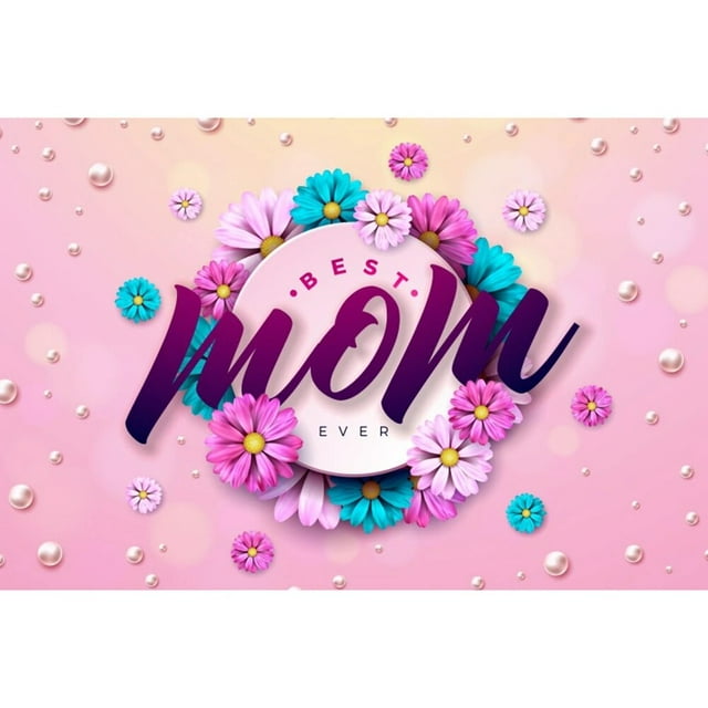 Thank You Best Mom Happy Mother's Day Photo Backdrop 3D Balloons Pink ...
