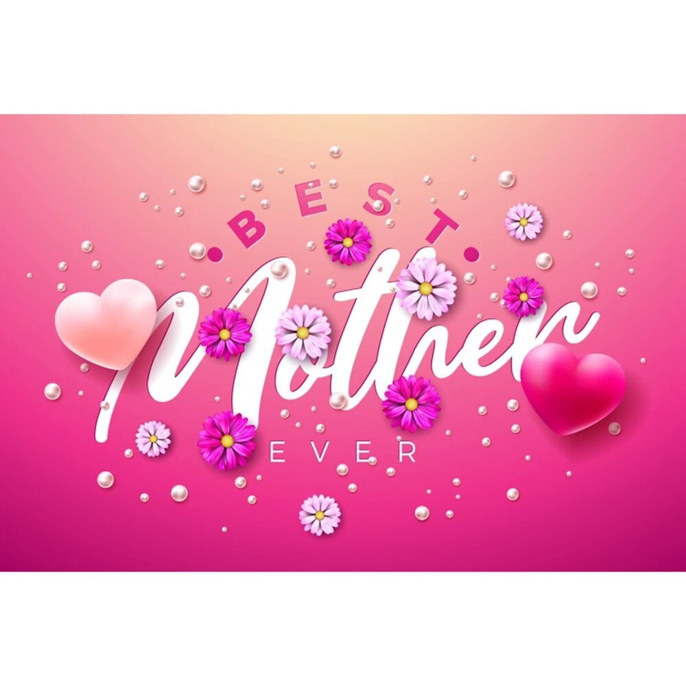 Thank You Best Mom Happy Mother's Day Photo Backdrop 3D Balloons Pink ...