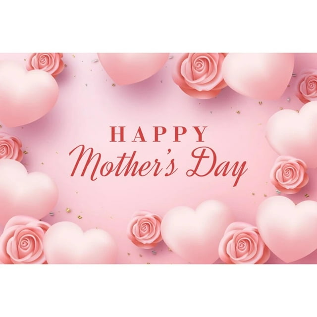 Thank You Best Mom Happy Mother's Day Photo Backdrop 3D Balloons Pink ...
