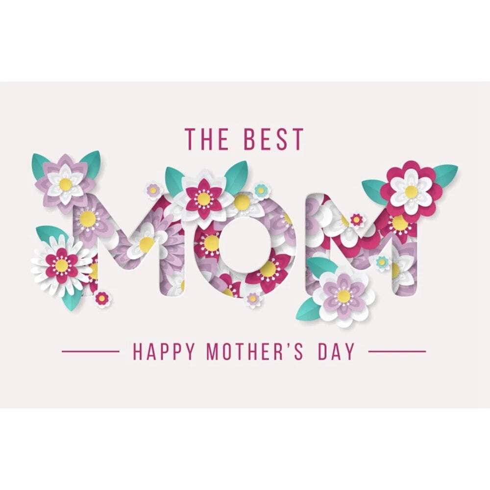 Thank You Best Mom Happy Mother's Day Photo Backdrop 3D Balloons Pink ...