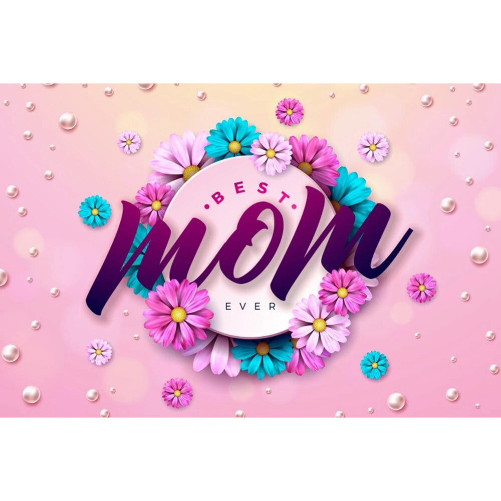 Thank You Best Mom Happy Mother's Day Photo Backdrop 3D Balloons Pink ...