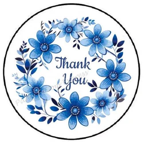 Thank You Blue Flowers Stickers Party Favors Phone Decal Water Bottle ...