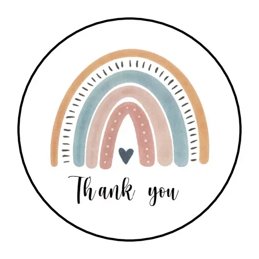 Thank You Boho Rainbow Labels Round Stickers Phone Decal Water Bottle ...
