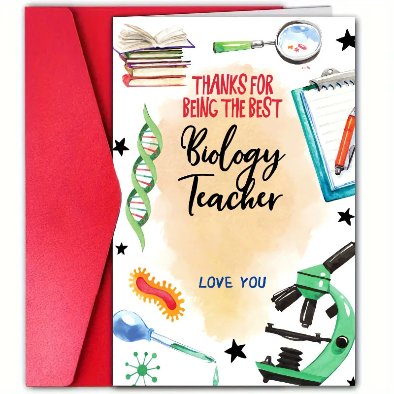 Thank You Card for Biology Teacher – Cute Science-Themed Design with ...