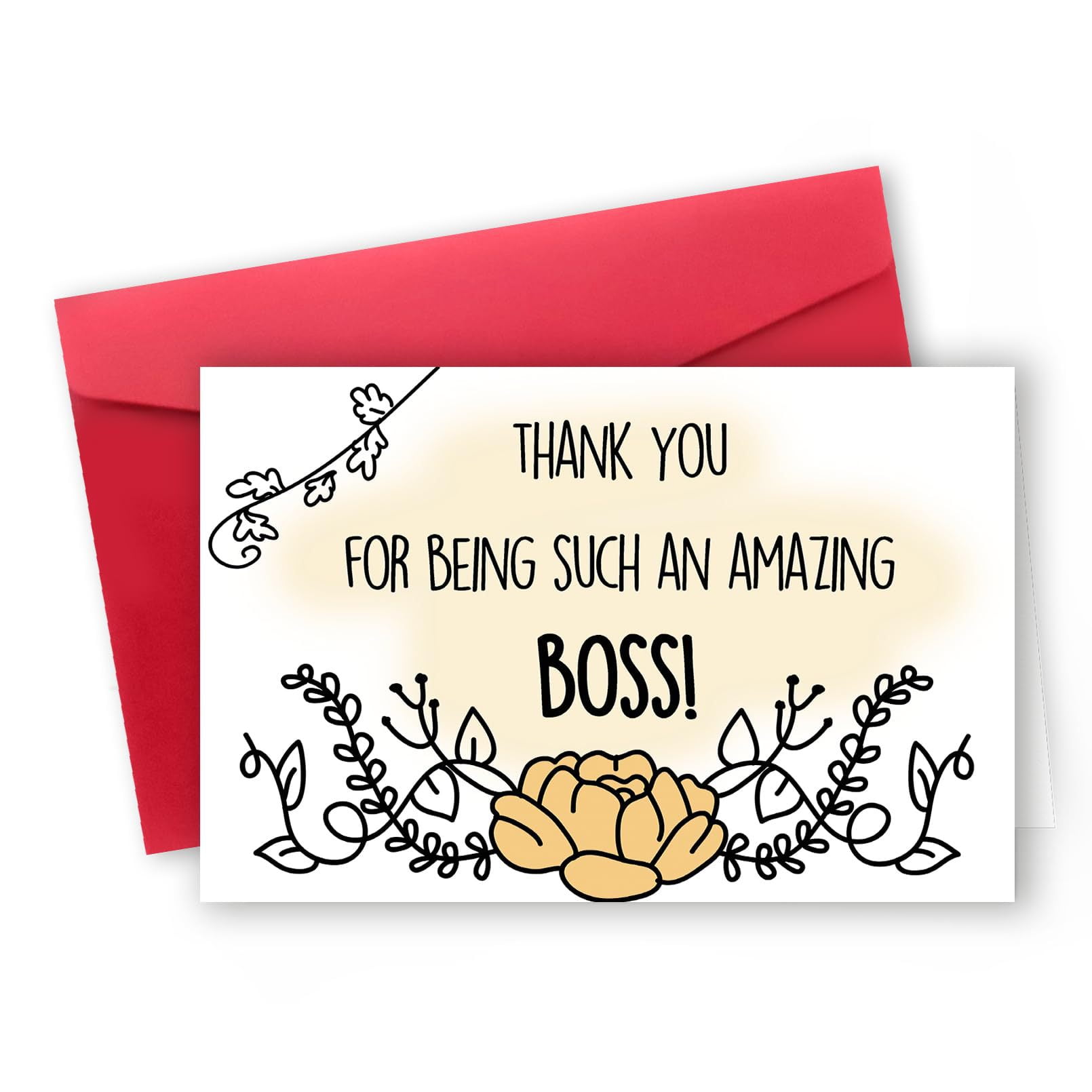 Thank You Card for Boss – “Thank You for Being Such an Amazing Boss!” – Floral Design – Blank ...