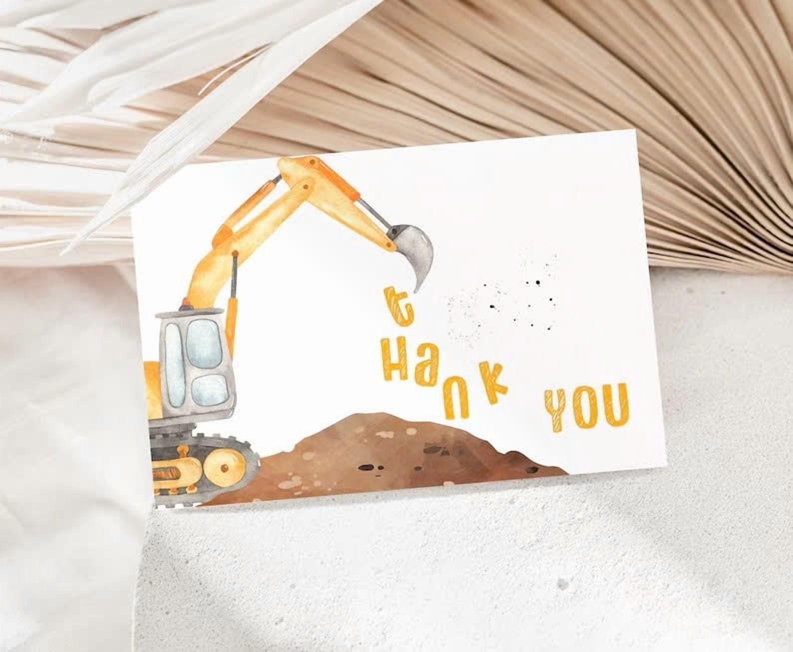 Thank You Card with Excavator Design – Playful Construction Theme ...