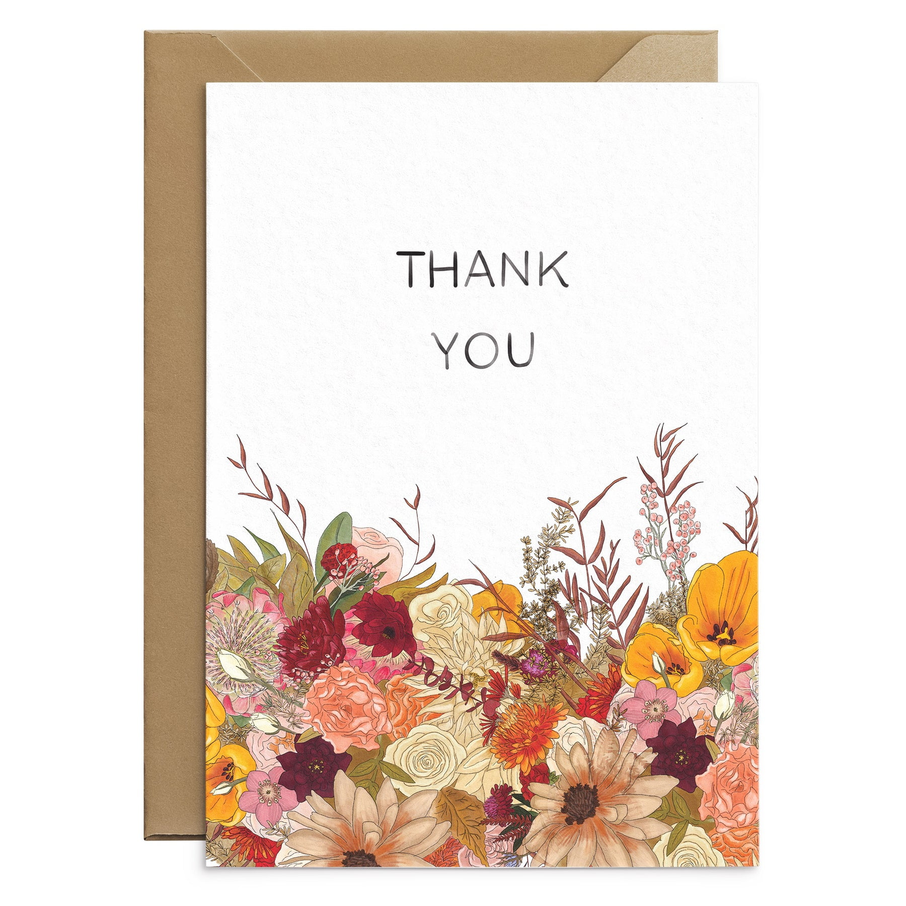Thank You Card with Floral Design – Beautiful Gratitude Greeting Card ...