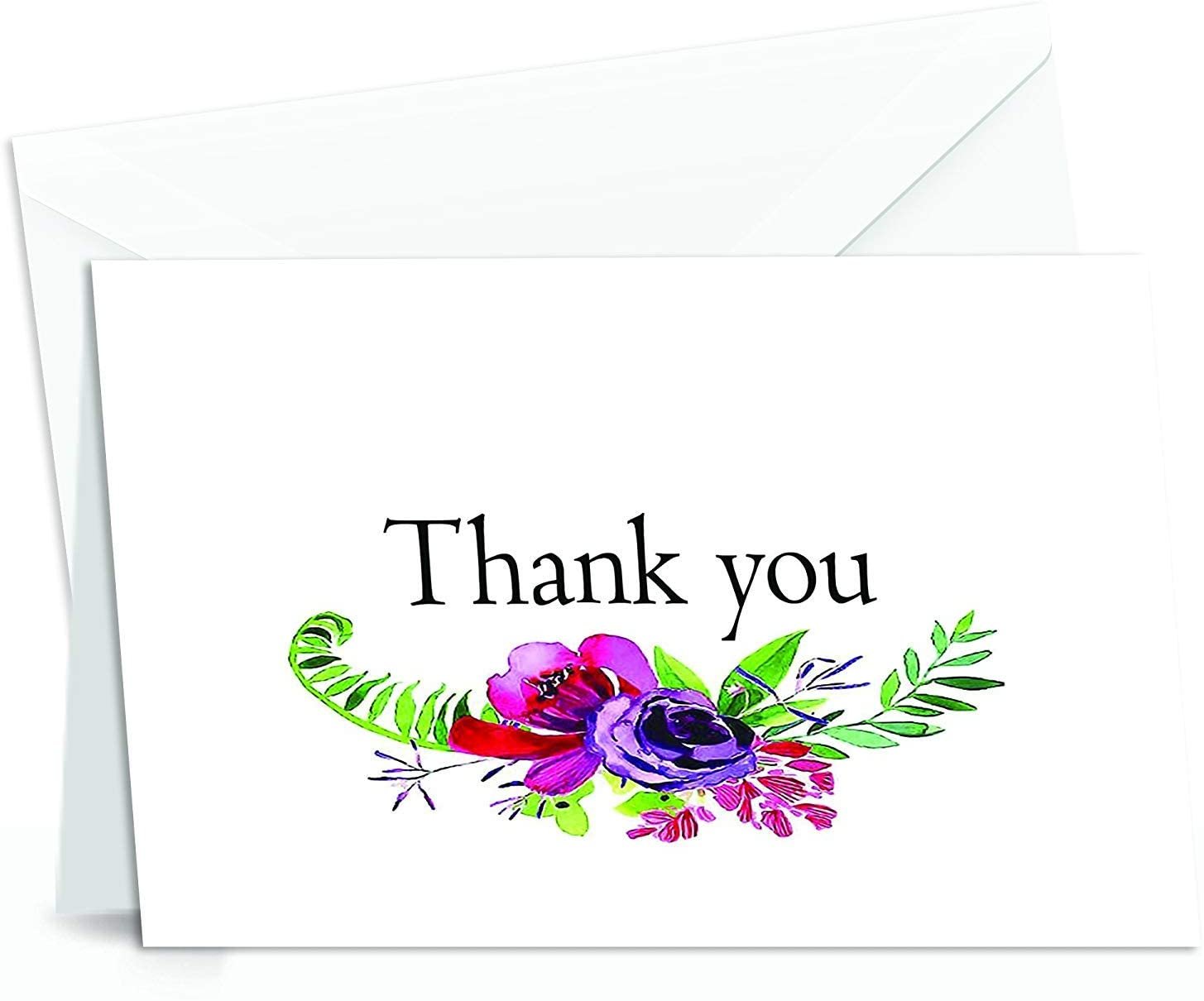 Thank You Cards - 4x7 Inches of 50 Amazing White Note Cards with Blank ...