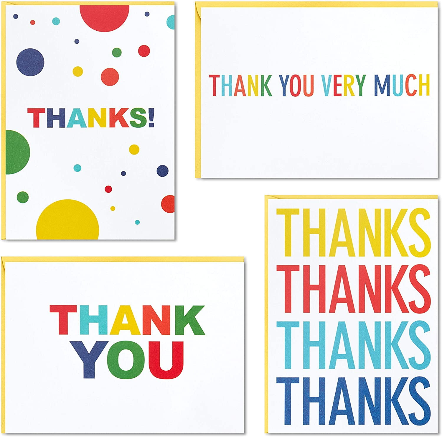 Thank You Cards Assortment, Primary Colors (48 Thank You Notes for Kids ...