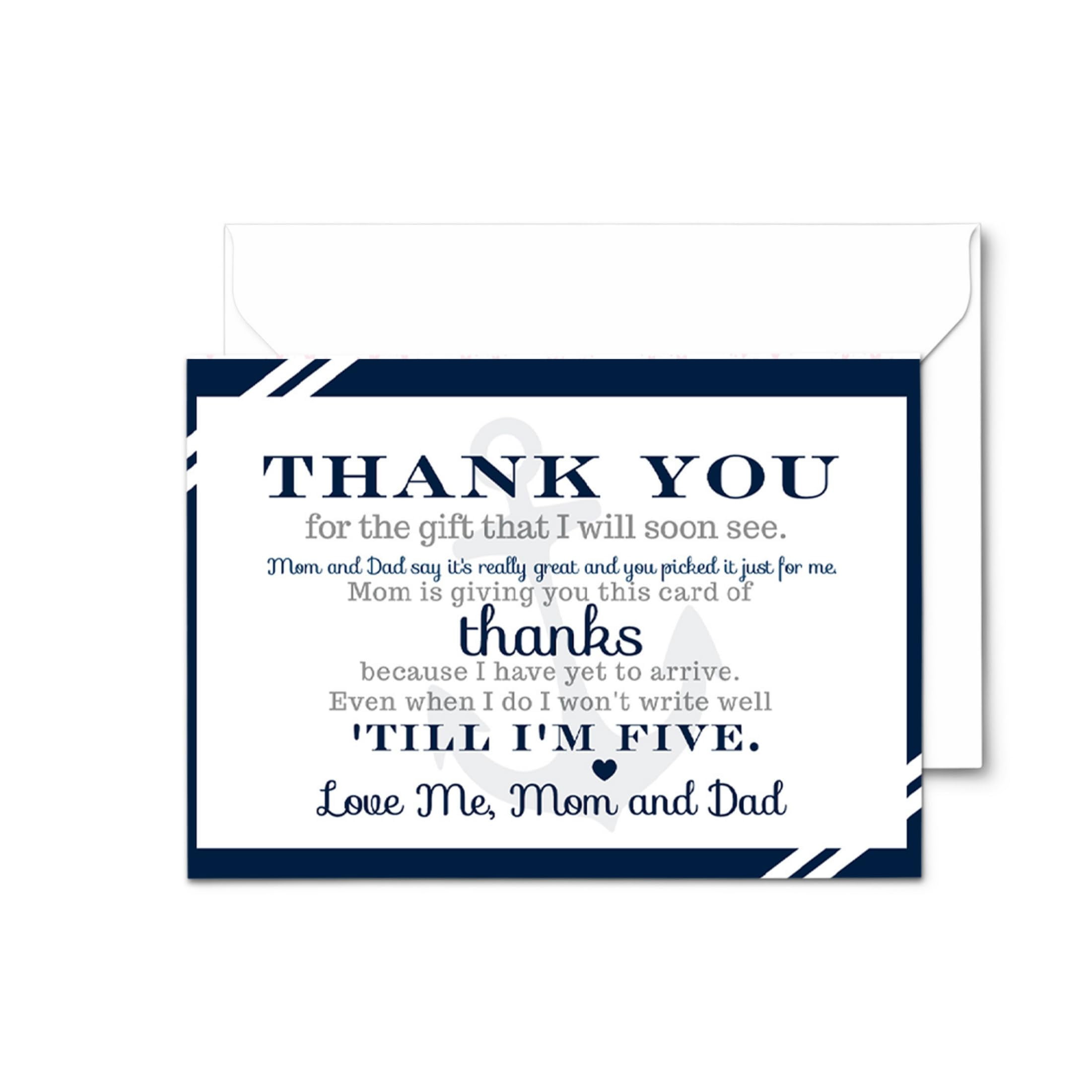 Thank You Cards Baby Shower Nautical (25 Pack) - Boys Baby Shower Notes ...